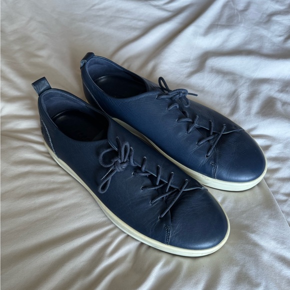 Ecco | Shoes | Ecco Mens Dark Blue Leather Sneakers | Poshmark